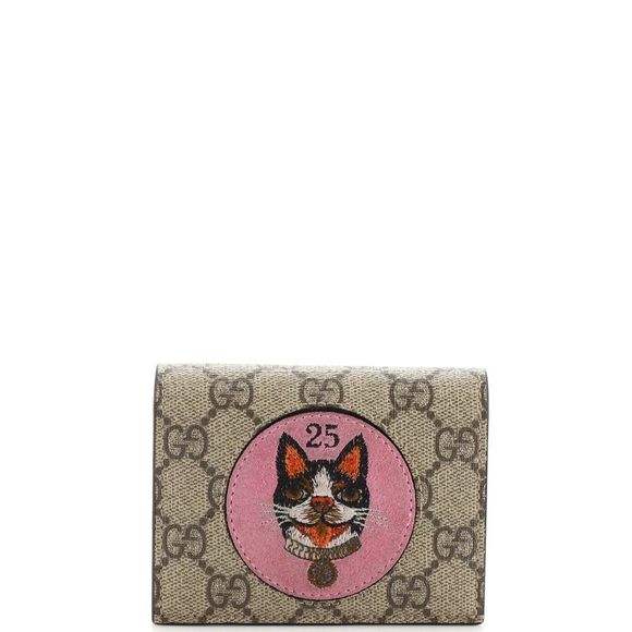 Gucci | Bags | Gucci Flap Card Case Gg Coated Canvas With Applique ...